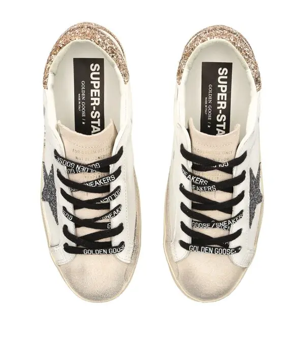 GOLDEN GOOSE Super-star Leather Sneakers With Glitter Accents