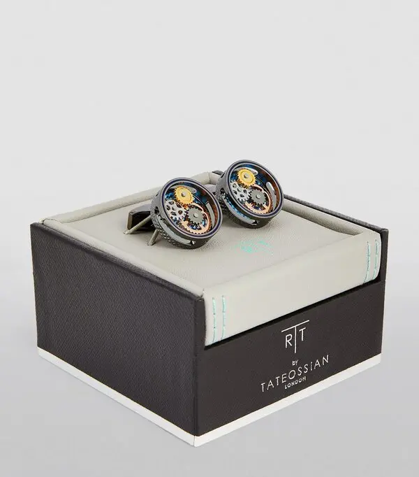 Tateossian Circle Gear Cufflinks - Grey