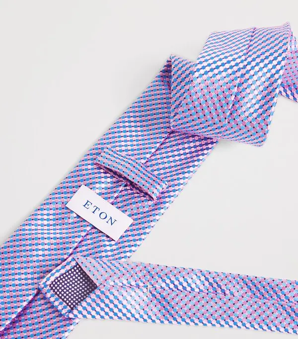 Eton Geometric Pattern Tie - Pink