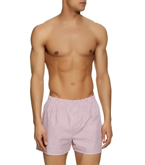 Sunspel Mini Check Boxers - Red