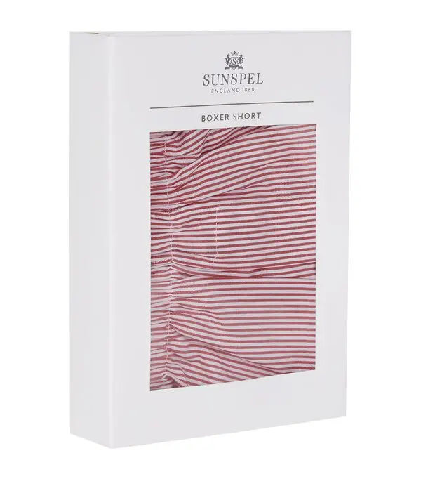 Sunspel Mini Check Boxers - Red