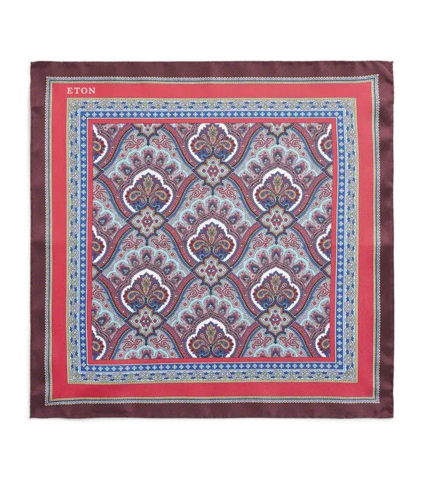 Eton Silk Paisley Pocket Square - Red