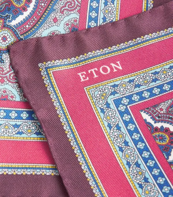 Eton Silk Paisley Pocket Square - Red