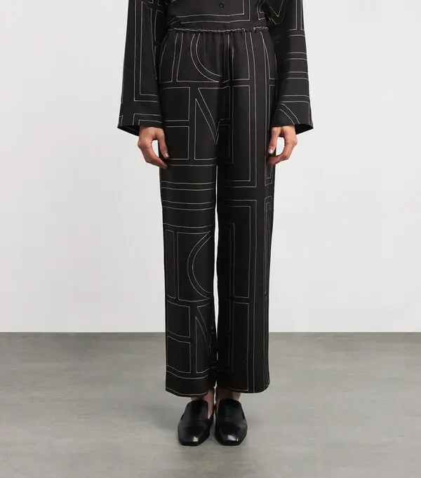 TOTEME Silk Monogram Trousers - Black