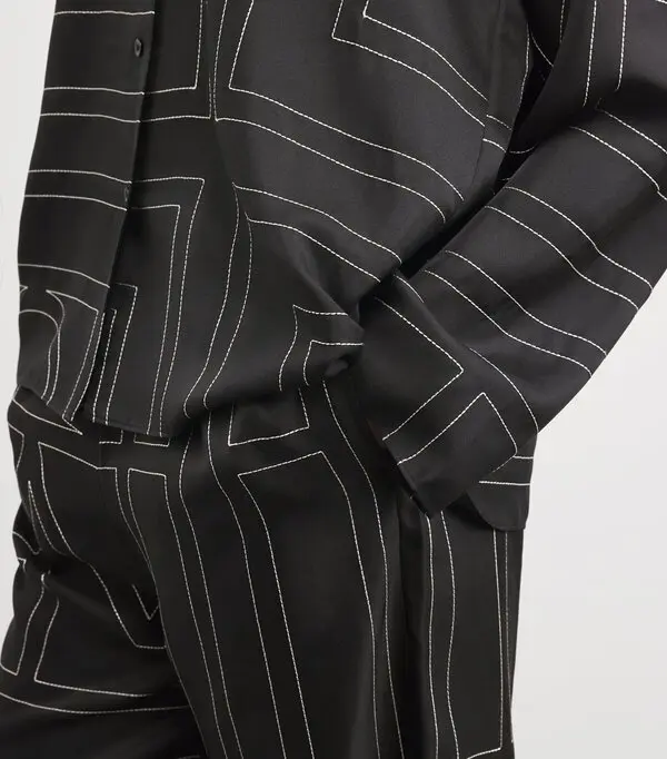 TOTEME Silk Monogram Trousers - Black