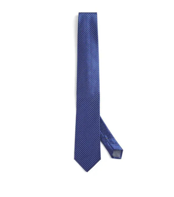Eton Silk Geometric Tie - Navy