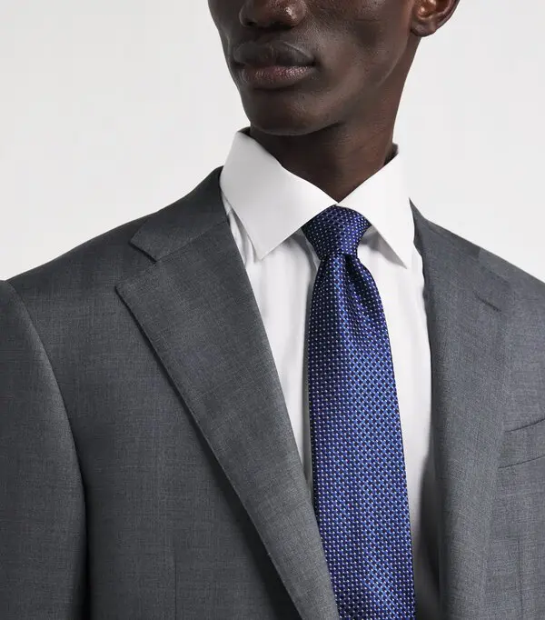 Eton Silk Geometric Neck Tie - Navy