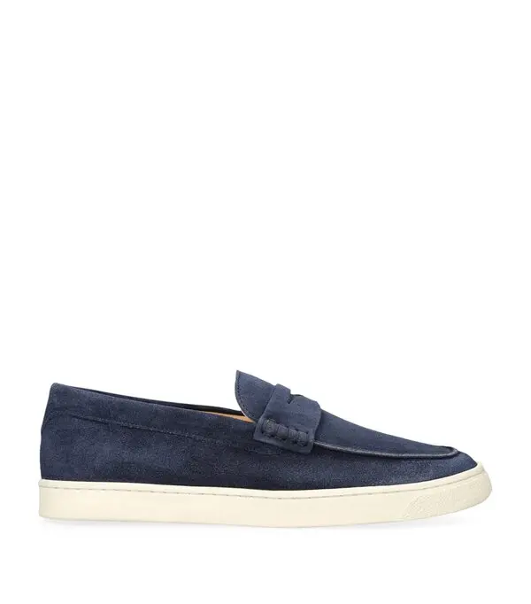 Brunello Cucinelli Suede Hybrid Loafers - Navy