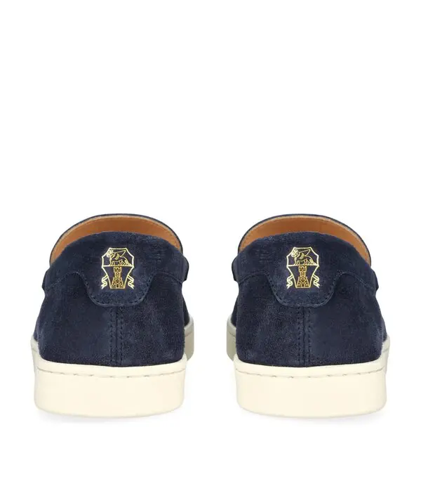 Brunello Cucinelli Suede Hybrid Loafers - Navy