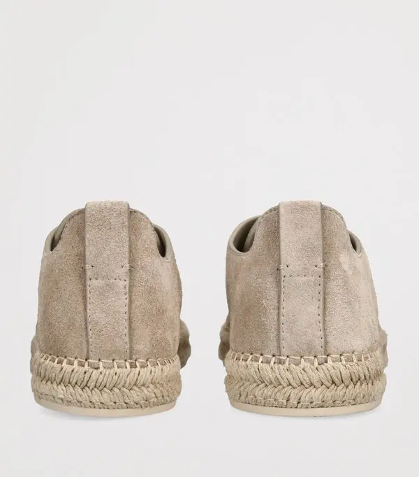 Zegna Suede Triple Stitch Espadrilles - Grey