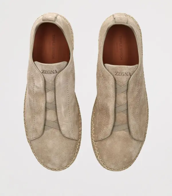 Zegna Suede Triple Stitch Espadrilles - Grey