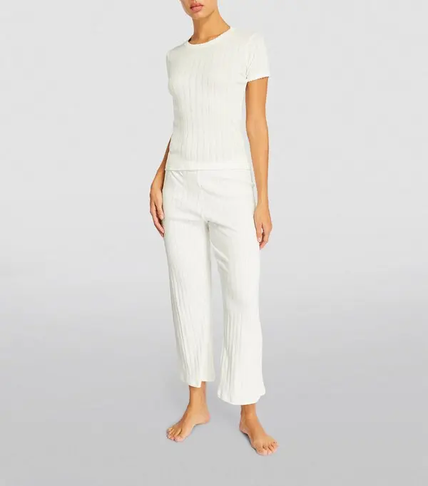 LESET Rib-knit Pointelle T-shirt