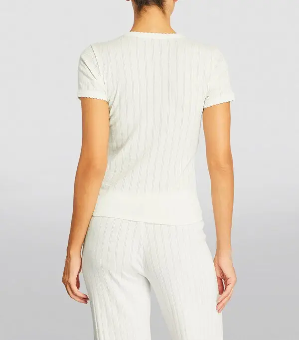 LESET Rib-knit Pointelle T-shirt