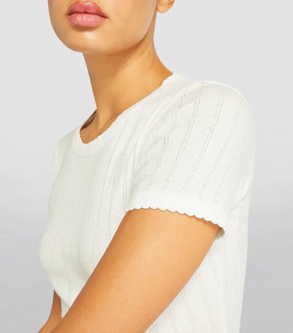 LESET Rib-knit Pointelle T-shirt