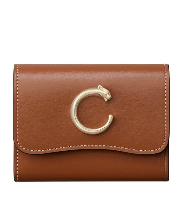 Cartier Mini Leather Panthère De Wallet - Brown