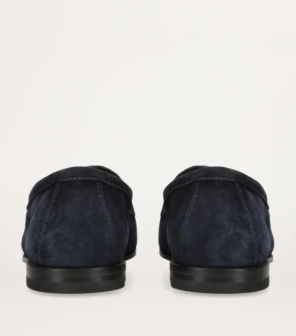 Santoni Suede Penny Loafers - Blue