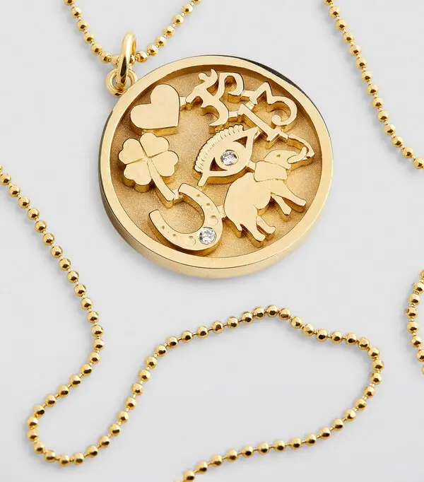 JENNIFER MEYER 18 Karat Yellow Diamond Embellished Good Luck Necklace