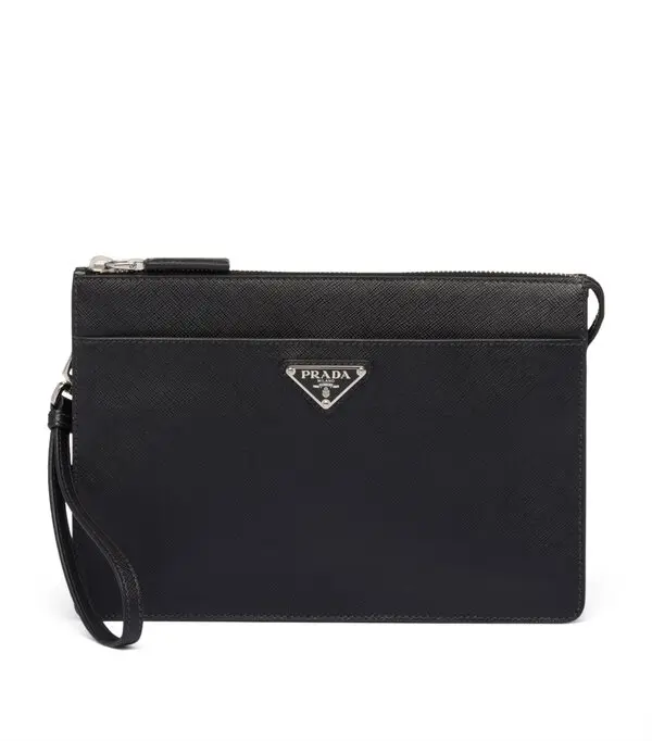 Prada Saffiano Leather Pouch - Black