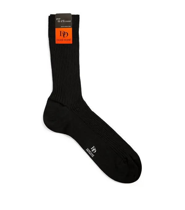 DORE DORE Cotton Rib-knit Crew Socks - Black
