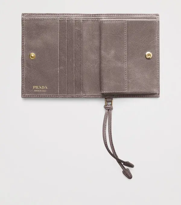 Prada Small Leather Bifold Wallet - Grey