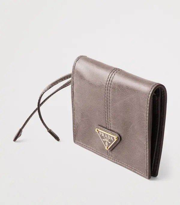 Prada Small Leather Bifold Wallet - Grey