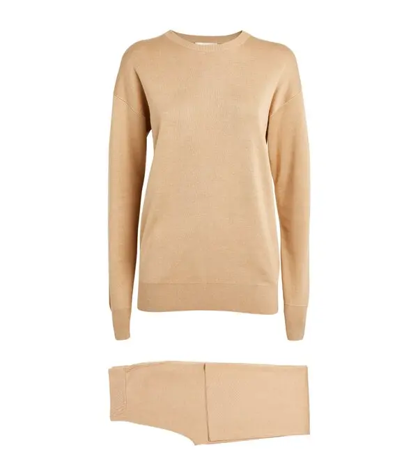 Olivia Von Halle Silk-cashmere Carmel Tracksuit - Beige