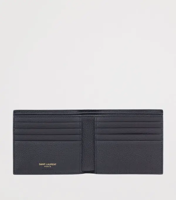 Saint Laurent Leather Cassandre Bifold Wallet - Blue