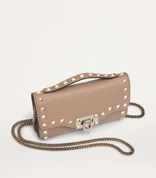 Valentino Garavani Leather Rockstud Chain Wallet