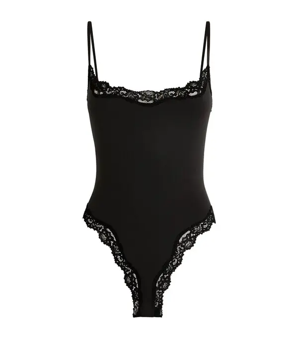 SKIMS Fits Everybody Lace-trim Bodysuit - Black