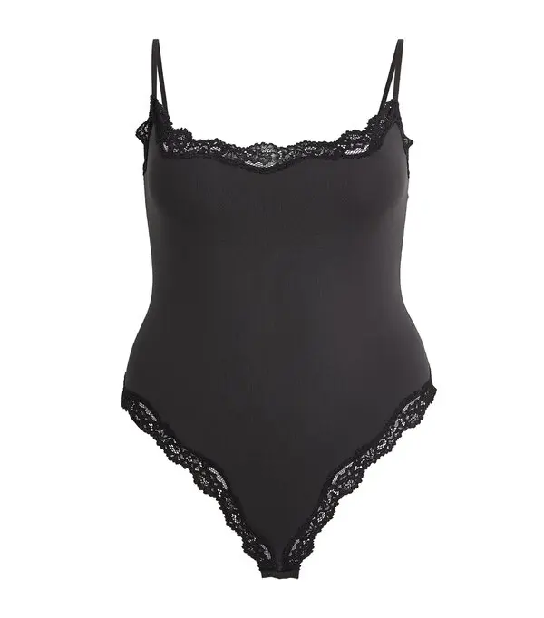 SKIMS Fits Everybody Lace-trim Bodysuit - Black