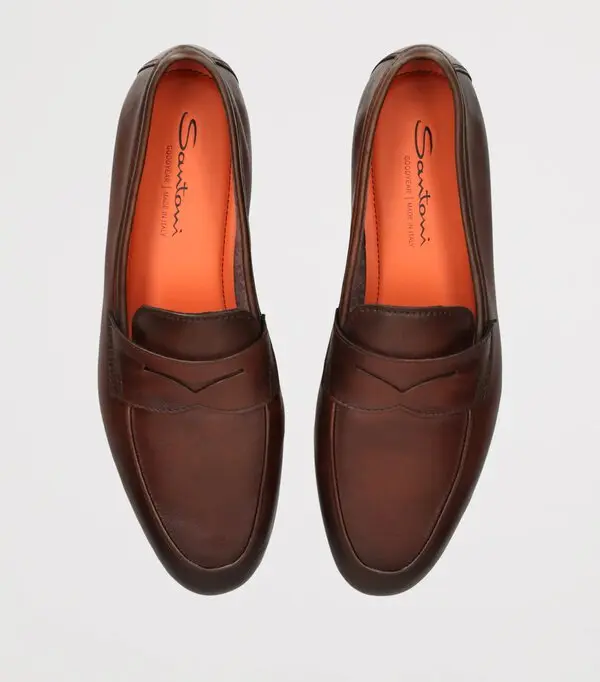 Santoni Leather Carlos Loafers