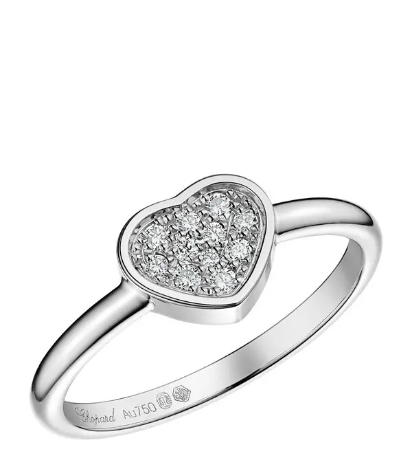 Chopard My Happy Hearts Ring With Pave Diamonds In White - Gold