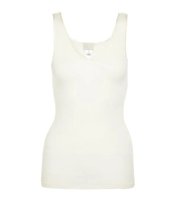 Hanro Wool And Silk Blend Racer Back Tank Top - Green