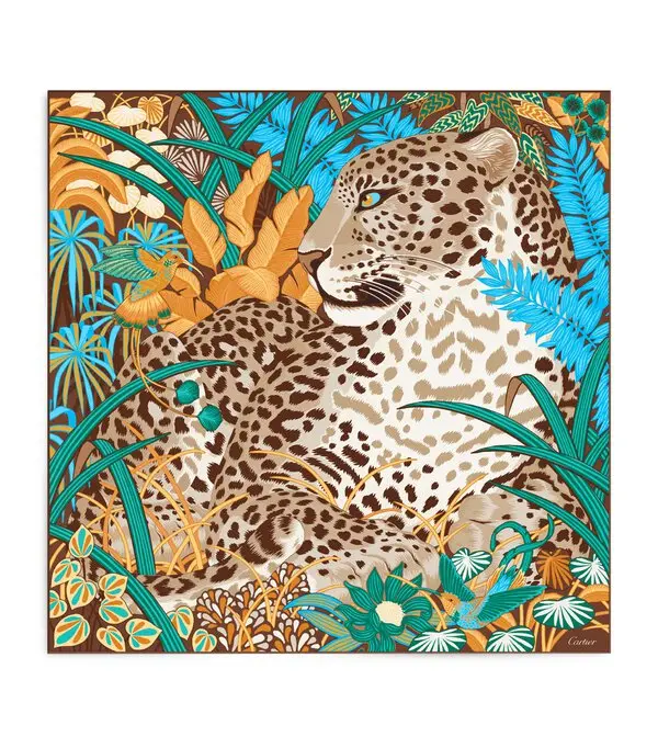 Cartier Silk Panthère Jungle Scarf - Beige