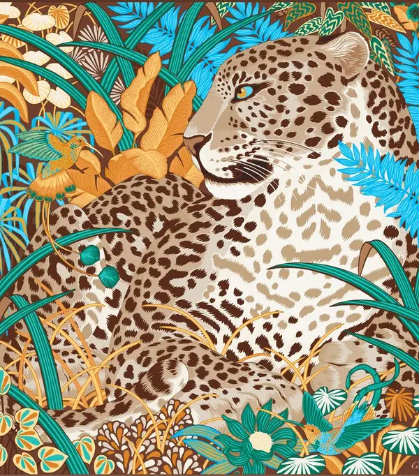 Cartier Silk Panthère Jungle Scarf - Beige