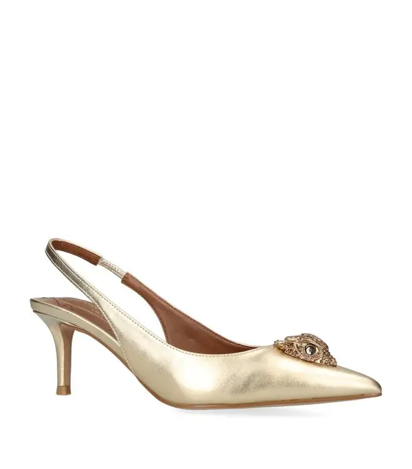Kurt Geiger Leather Belgravia Slingback Heels - Gold