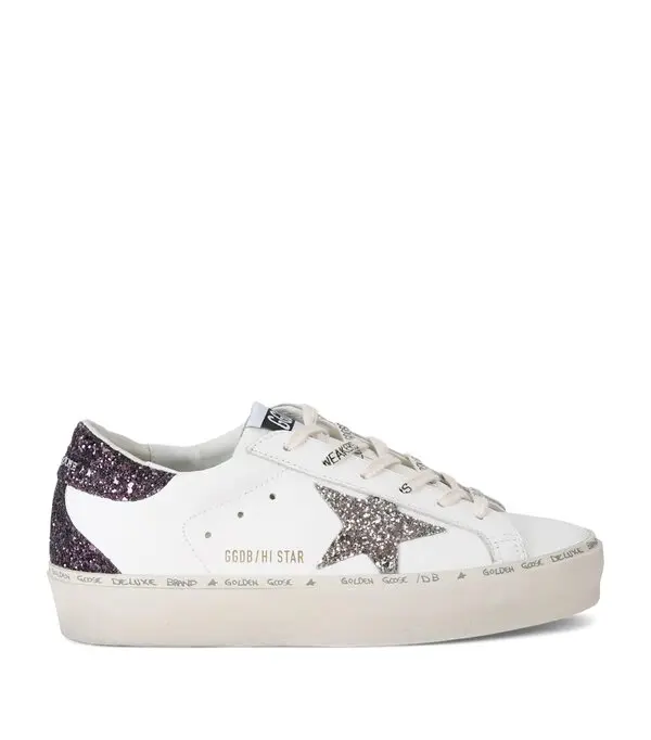 GOLDEN GOOSE Leather Embellished Hi Star Sneakers - White