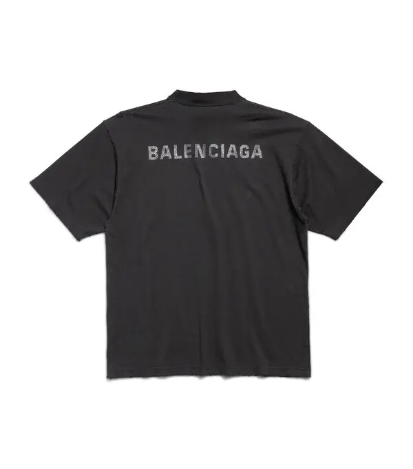 Balenciaga Distressed Rhinestone Logo T-shirt