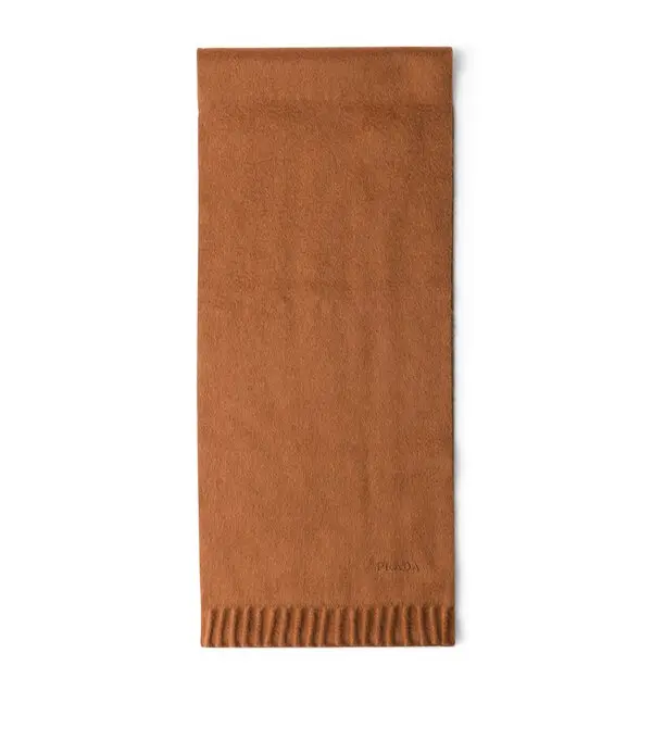 Prada Cashmere Logo Scarf - Brown
