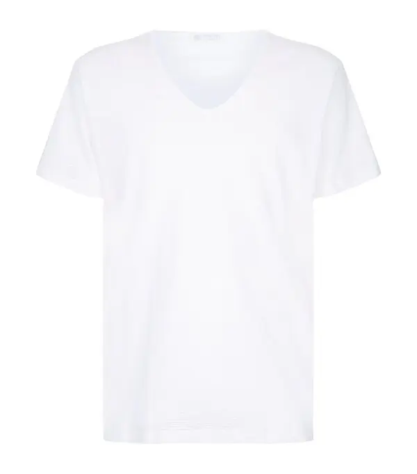 Sunspel Cellular Cotton V-neck T-shirt - White