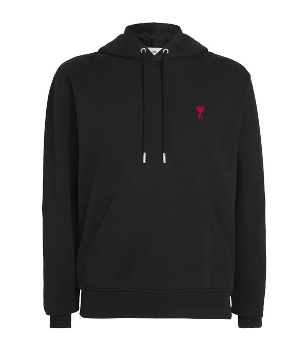 AMI Paris De Coeur Embroidered Hoodie - Black