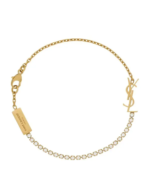 Saint Laurent Embellished Cassandre Chain Bracelet - Metallic