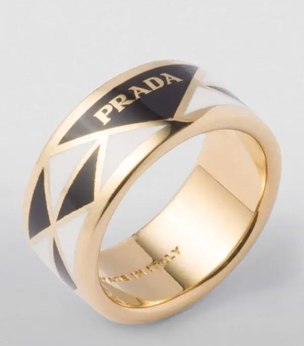 Prada Enamel Triangle Ring - Black