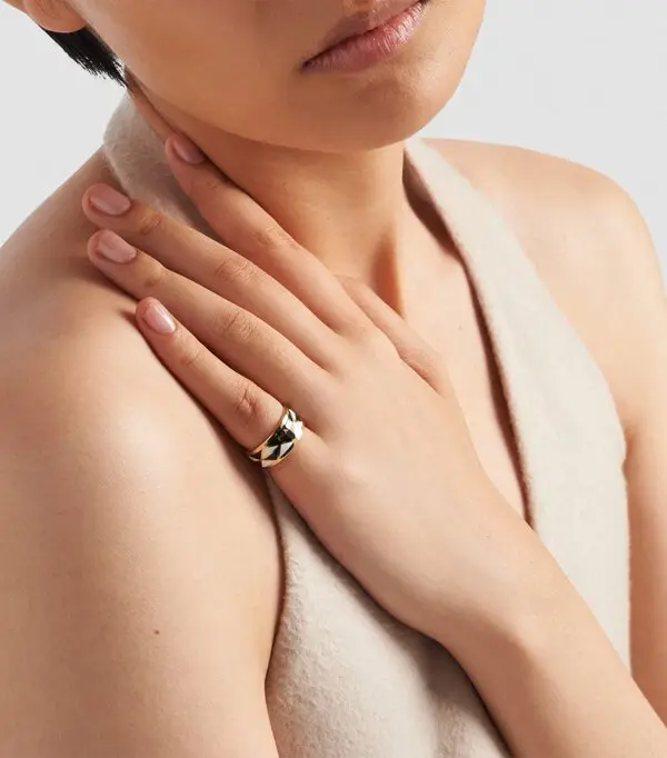 Prada Enamel Triangle Ring - Black