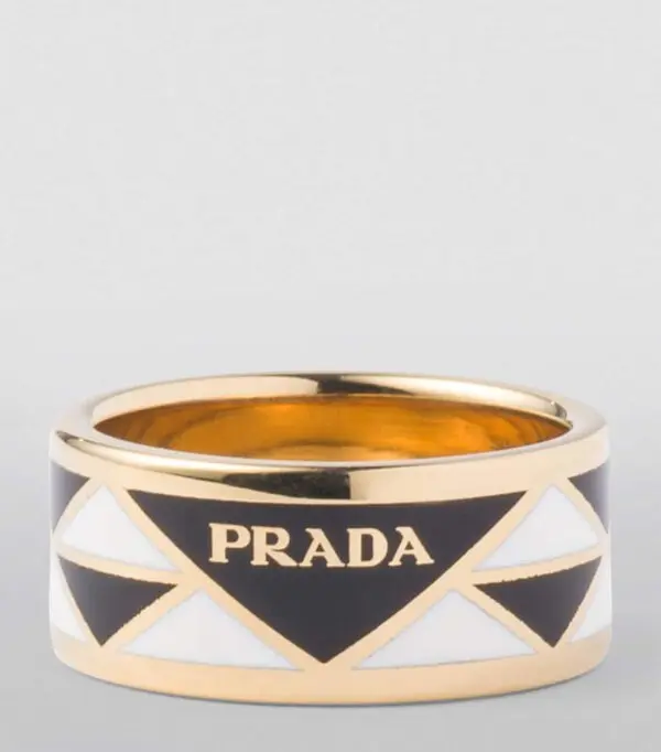 Prada Enamel Triangle Ring - Black