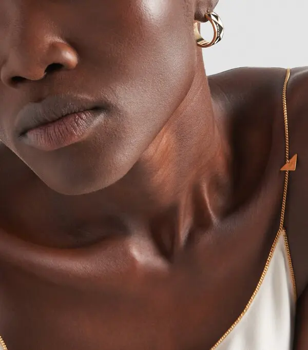 Prada Enamel Triangle Hoop Earrings