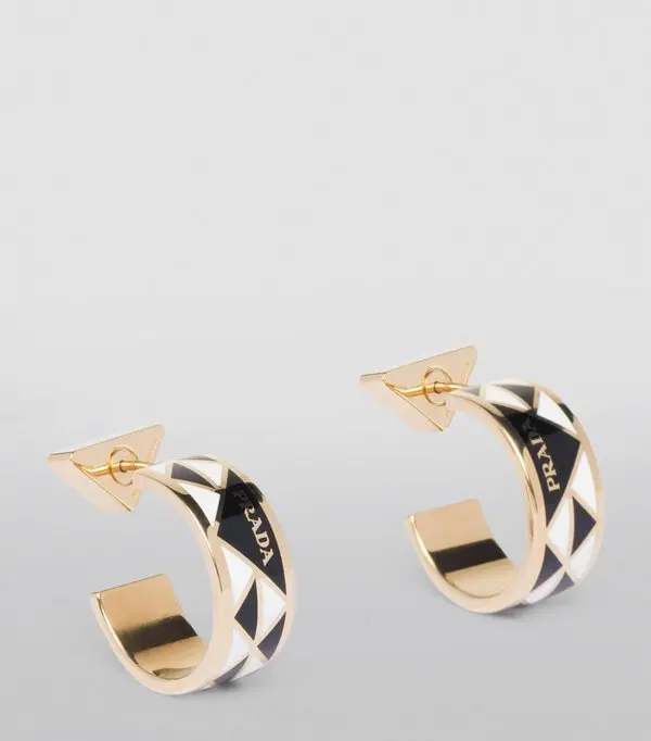 Prada Enamel Triangle Hoop Earrings