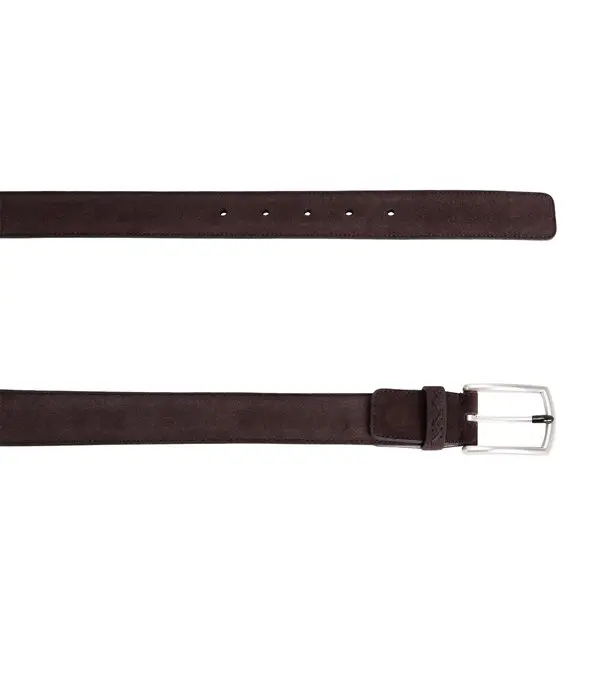 Zegna Suede Triple Stitch Belt - Brown