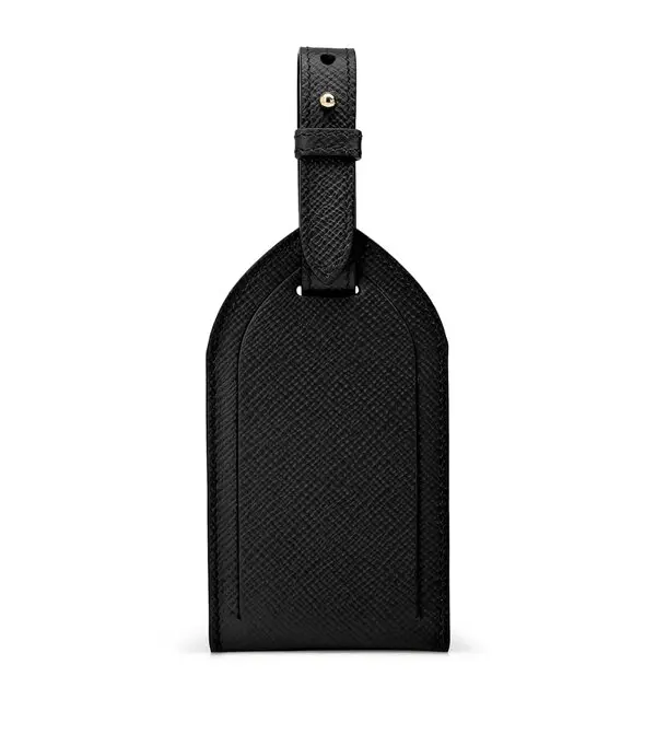 Smythson Leather Panama Luggage Tag - Blue
