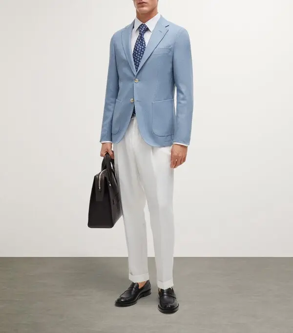 BOSS Virgin Wool-cashmere Slim Blazer - Blue